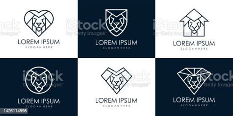 사자 머리 얼굴 머리 머리 기호 디자인 벡터의 아이콘 세트 사자에 대한 스톡 벡터 아트 및 기타 이미지 사자 라인아트 사자자리 Istock