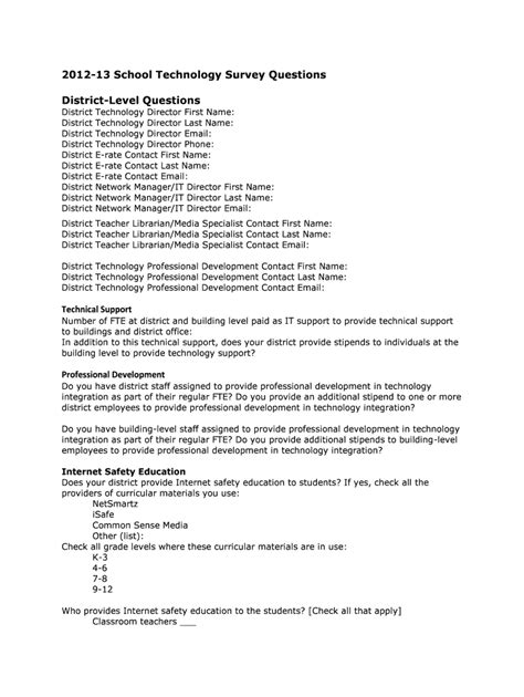 Fillable Online Test Ospi K Wa Babe Technology Survey Questions Tech Survey