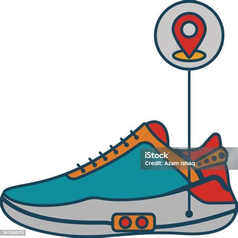 인터랙티브 햅틱 신발 벡터 아이콘 디자인 웨어러블 기술 기호 개인 사물 인터넷 사인 테크 토그 스톡 일러스트레이션 스마트 신발