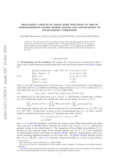 Pdf Regularity Aspects Of Leray Hopf Solutions To The 2d