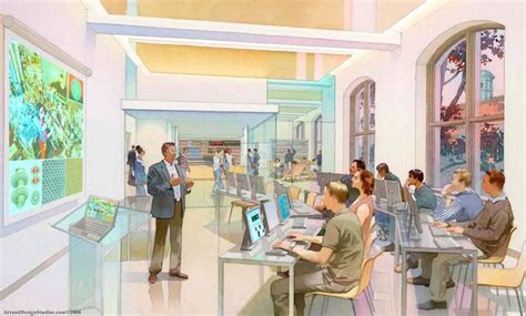 Architectural Watercolor Rendering University Computer Lab