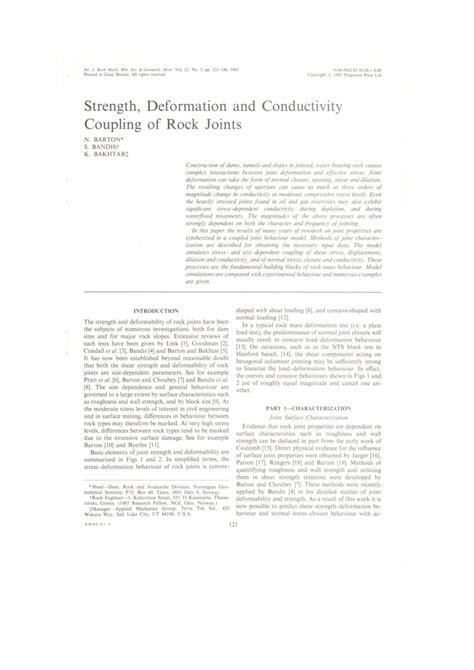 Pdf Strength Deformation And Conductivity Coupling Of Rock Joints