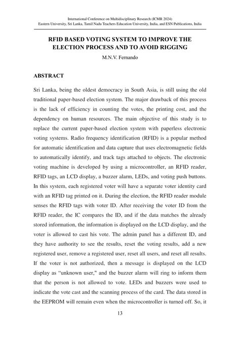 PDF RFID BASED VOTING SYSTEM TO IMPROVE THE ELECTION PROCESS AND TO AVOID RIGGING