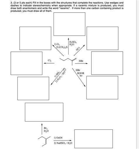 solved 3 3 or 5 pts each fill in the boxes with the structures