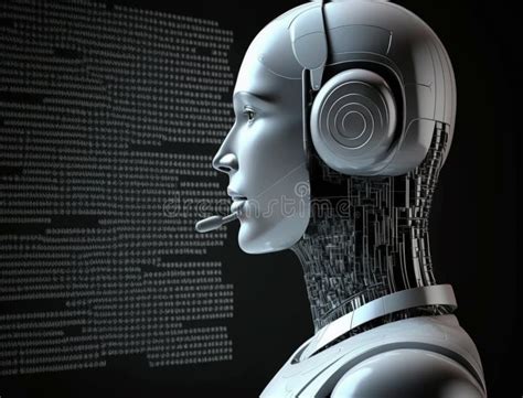 Futuristic Human Robot With Artificial Intelligence Idea Of Chatbot