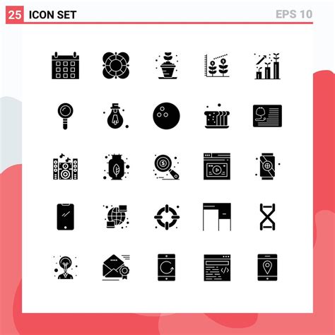 25 Thematic Vector Solid Glyphs And Editable Symbols Of Growth Business Plant Startup Finance