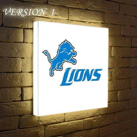 Detroit Lions Wall Lamp Logo Lighted Sign Led Box Wall Lamp Logo