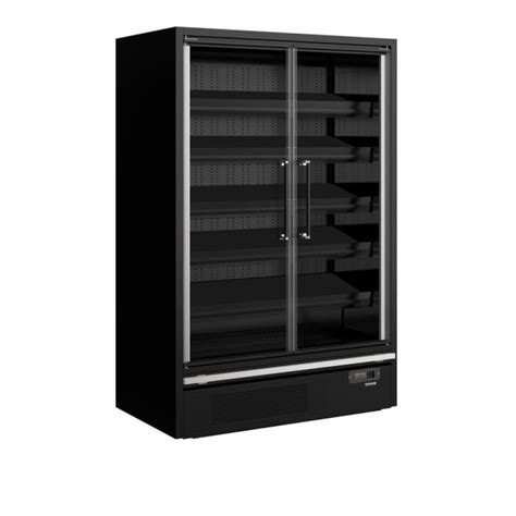 Tefcold Black Supermarket Refrigerated Display Case 2 Doors 629 L