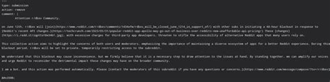 i want my automod to post a message about the blackouts r automoderator