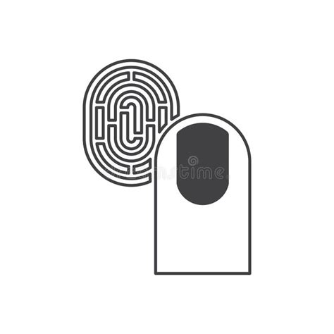 Biometric Fingerprint Password With Padlock Icon Security Concept Stock Illustration