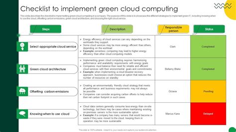 sustainable checklist to implement green cloud computing
