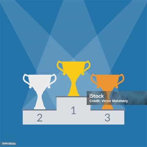 트로피 컵 우승자 포디엄 골든 실버 브론즈 챔피언 컵 1위 2위 3위 벡터 그림입니다 1에 대한 스톡 벡터 아트 및 기타 이미지
