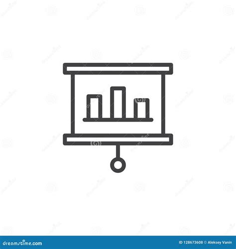 Projector Screen With Graph Outline Icon Stock Vector Illustration Of