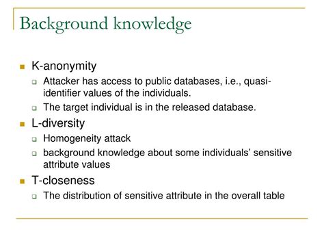 Ppt Background Knowledge Attack For Generalization Based Privacy Preserving Data Mining