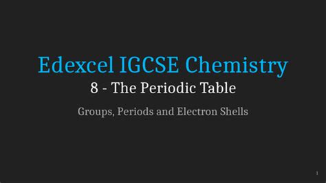 Edexcel Igcse Chemistry Lesson 8 The Periodic Table Teaching Resources
