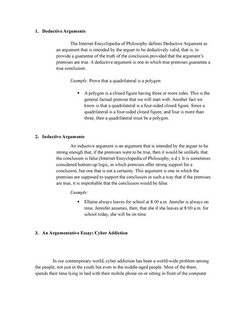 Deductive And Inductive Arguments Deductive Arguments The Internet