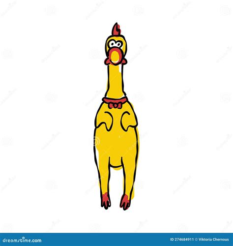 Rubber Chicken Toy Doodle Icon Vector Color Line Illustration Stock