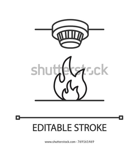 Smoke Detector Linear Icon Fire Alarm Stock Vector Royalty Free 769161469