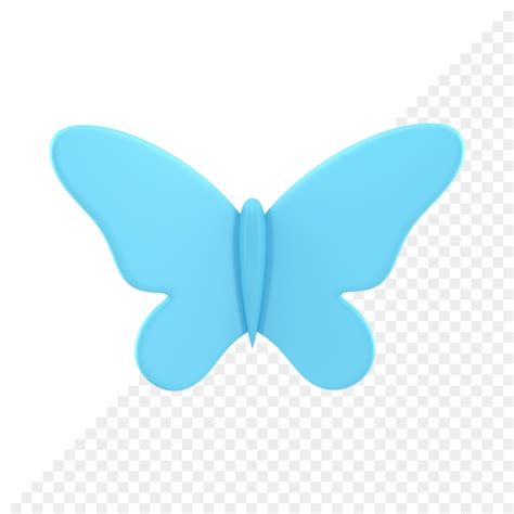 아트 홀리데이 전면 보기 3d 아이콘 현실적인 그림을 위한 파란색 나비 창의적인 플라스틱 장식 요소 프리미엄 Psd 파일