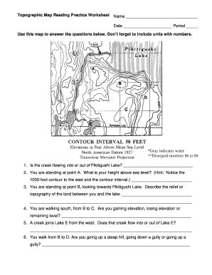 Topographic Map Reading Practice Worksheet Answer Key Fill And Sign Printable