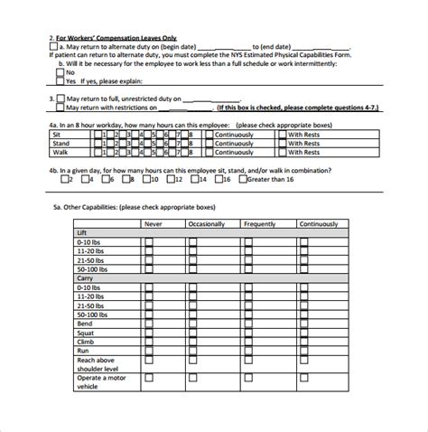 Free 16 Return To Work Medical Form Templates In Pdf Ms Word