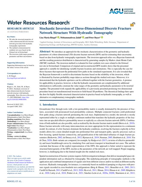 Pdf Stochastic Inversion Of Three‐dimensional Discrete Fracture Network Structure With