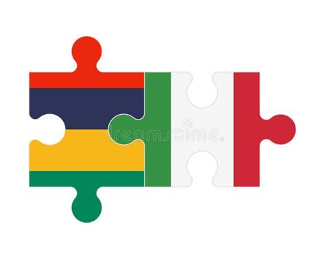 Rompecabezas De Banderas De Mauricio Y Vector Italia Ilustración Del Vector Ilustración De