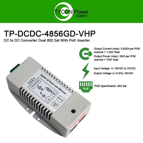 Tycon Power Tp Dcdc 4856gd Vhp Dc To Dc Converter 56v 70w Gigabit Dual