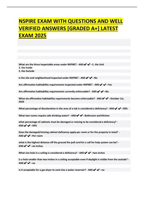 Nspire Exam With Questions And Well Verified Answers [graded A ] Latest Exam 2025 Nspire