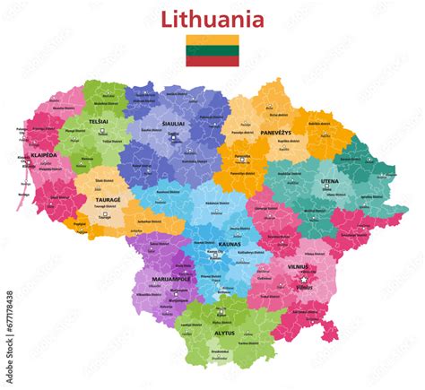 Lithuania Political Map Administrative Divisions Counties