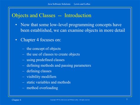 Objects And Classes Introduction