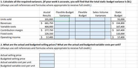 Solved 1 Calculate All The Required Variances If Your