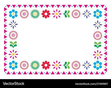 Mexican Frame Design With Flowers Royalty Free Vector Image