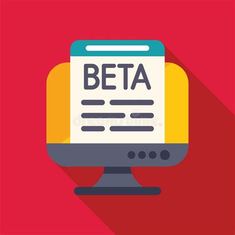 Desktop Computer Displaying Beta Software Version Interface On Screen Stock Illustration