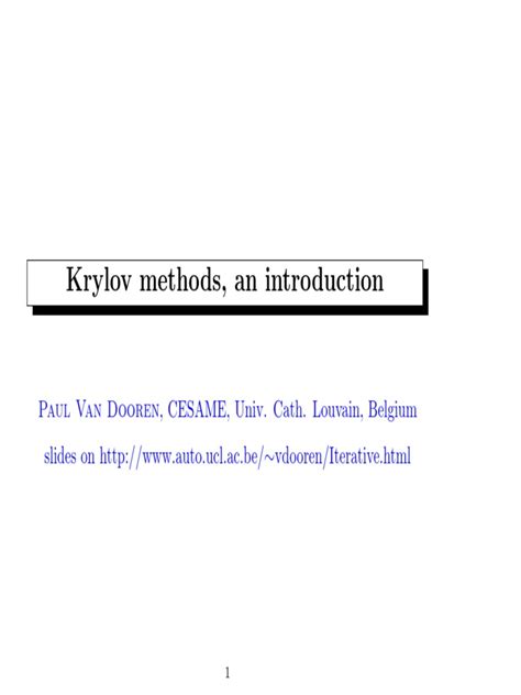 Krylov Methods Pdf Operator Theory Theoretical Physics