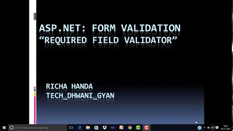 Aspnet Validation Controls Required Field Validation Youtube