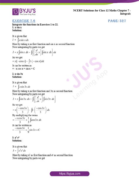 Ncert Solutions For Class 12 Maths Chapter 7 Integrals Exercise 7 6 Pdf