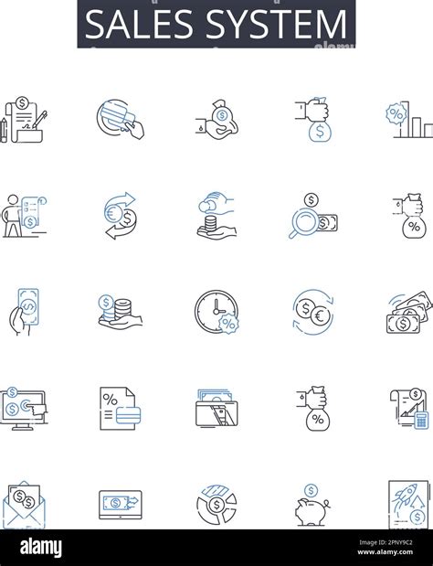 Sales System Line Icons Collection Business Model Revenue Stream Marketing Plan Customer