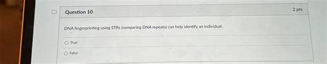 Solved Question 102 ﻿ptsdna Fingerprinting Using Strs