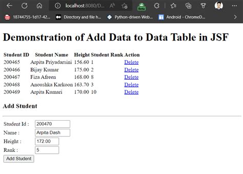 Add Data To A Datatable In Jsf Coding Ninjas
