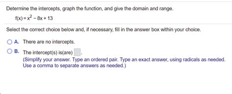 Solved Determine The Intercepts Graph The Function And Chegg