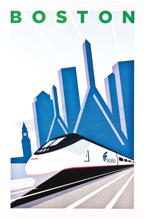 Art Deco Style Posters Promoting Amtraks Acela Express Rtransit