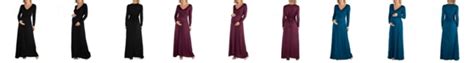 24seven Comfort Apparel Semi Formal Long Sleeve Maternity Maxi Dress