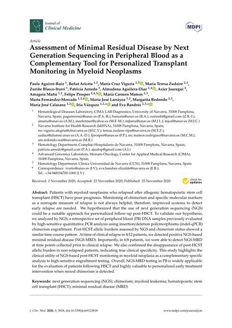 Pdf Assessment Of Minimal Residual Disease By Next Generation