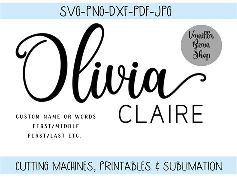 Custom Name Svg Custom Name Cut File Custom Name Calligraphy Custom Name Png Custom Name
