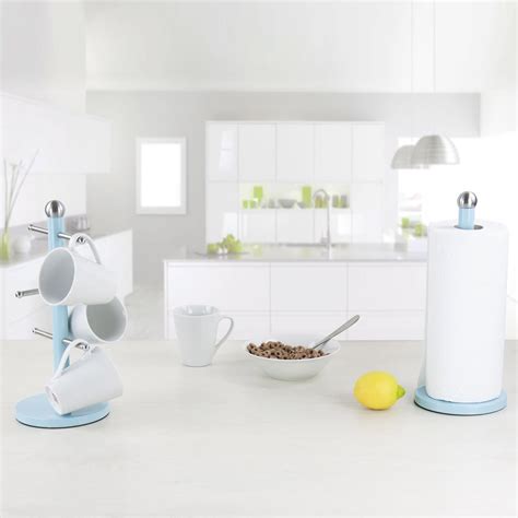 Комплект Поставка за Чаши и Държач за Кухненска Ролка Светло Син Терзико