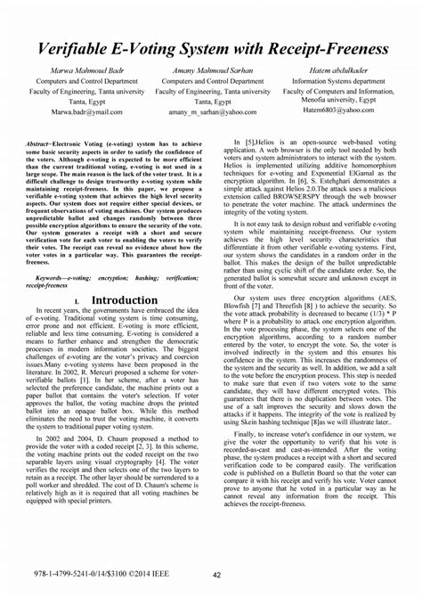 Pdf Verifiable E Voting System With Receipt Freeness