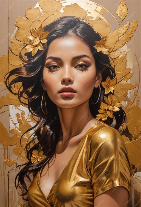 Premium Photo The Golden Elegance Of Lady Aurelia Generative Ai