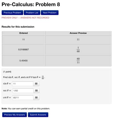 Solved Pre Calculus Problem 8 Previous Problem Problem List Chegg Com