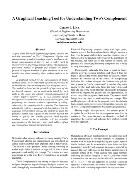 A Graphical Teaching Tool For Understanding Twos Complement Pdf